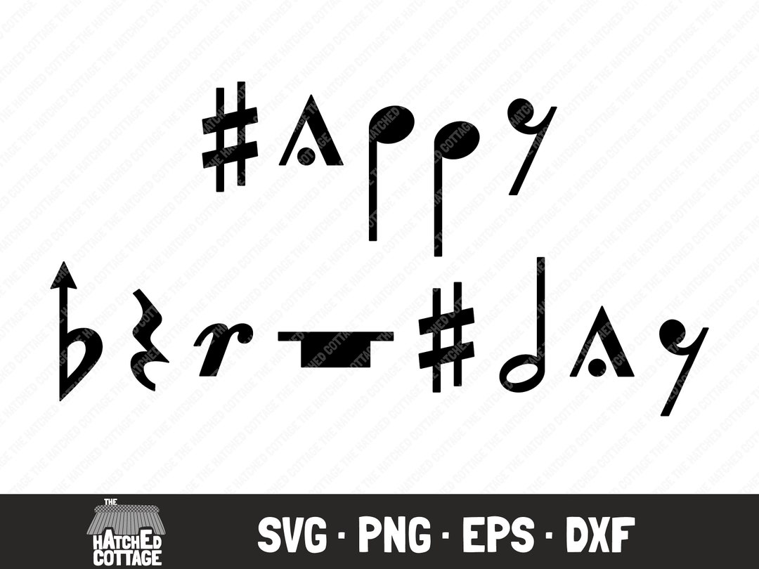 Happy Birthday Musical Notes SVG, Music Birthday Greeting Cut File ...