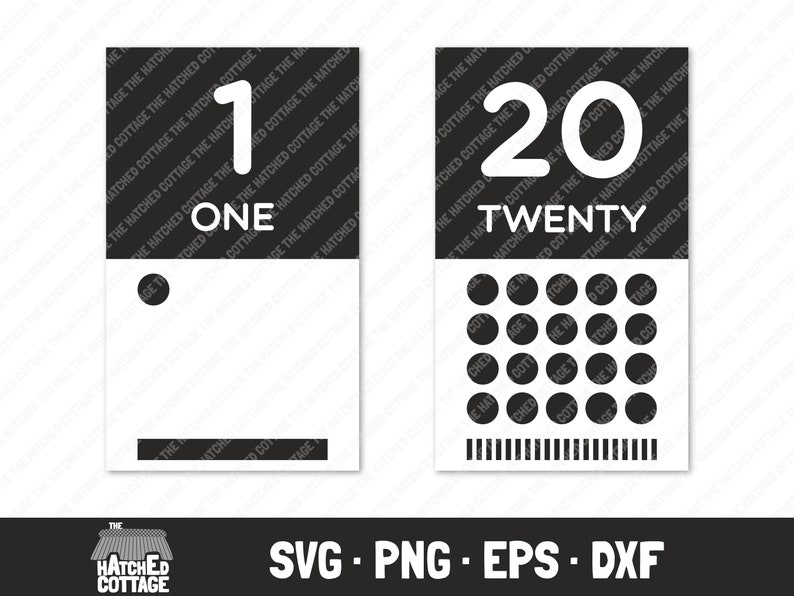 Counting Cards SVG, Number Flashcards 1 to 20, Cut Files, Clip Art, Png ...