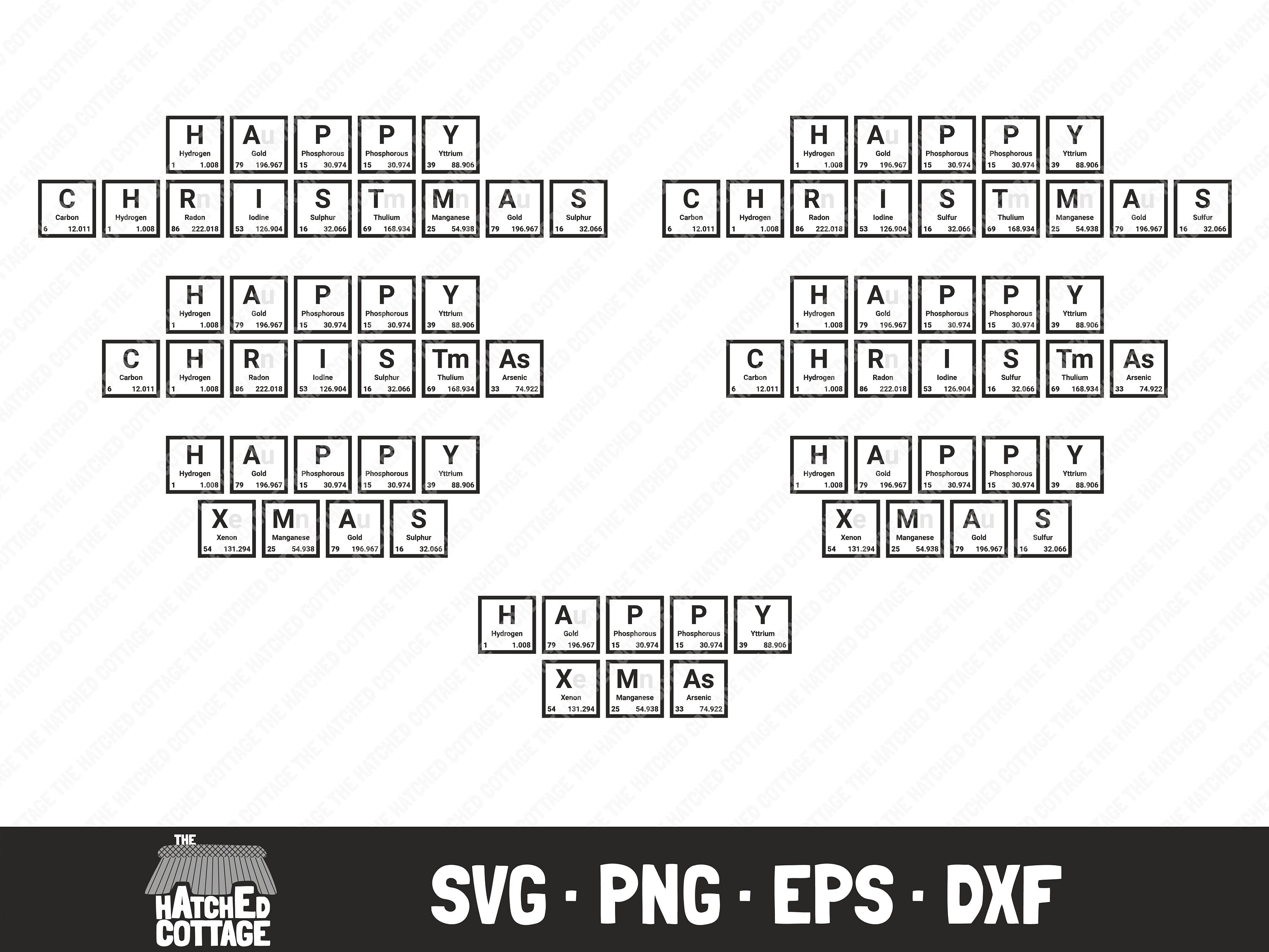 Christmas Periodic Table SVG, Periodic Table Words Cut Files, Xmas ...