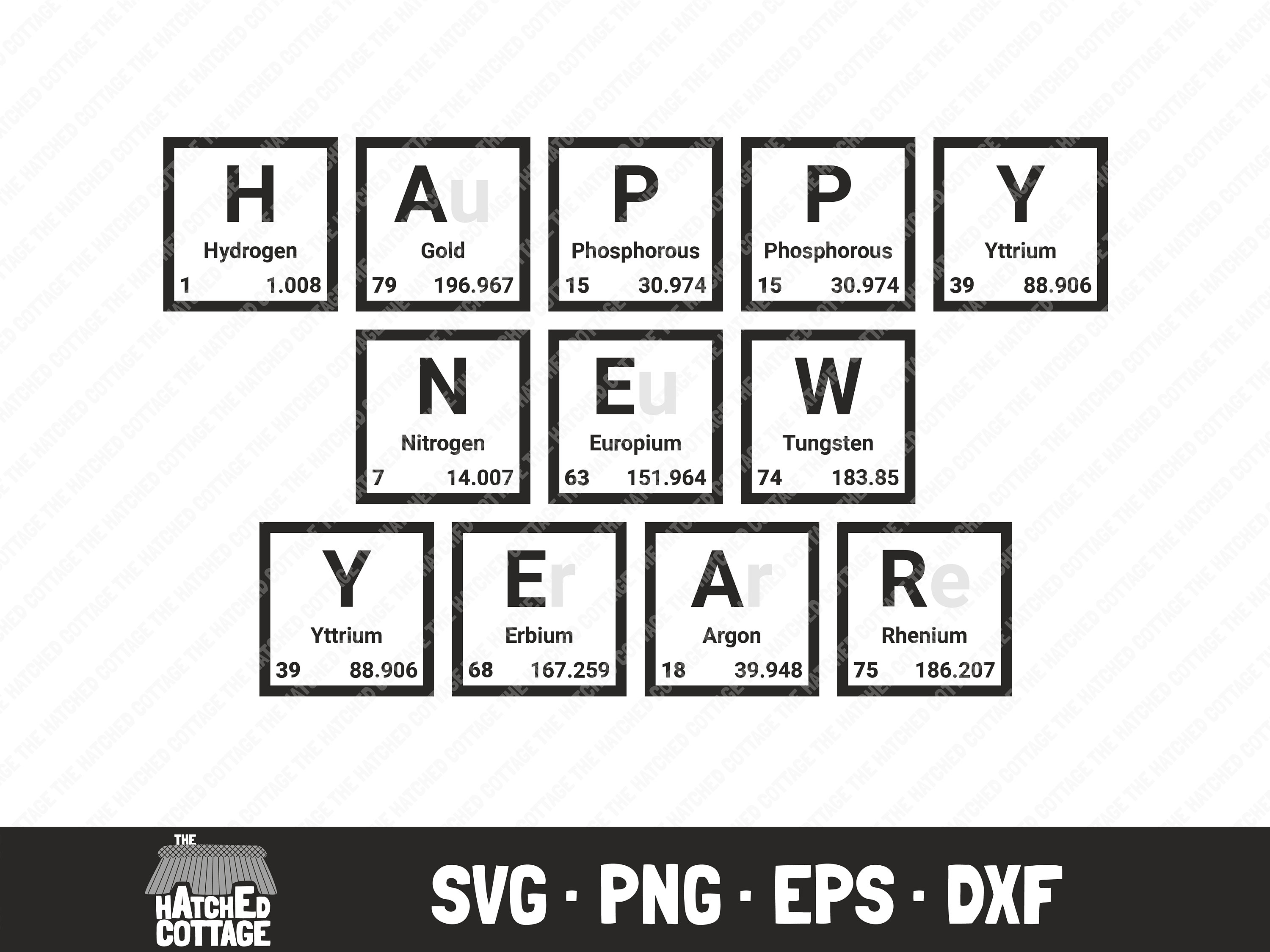 Happy New Year Periodic Table SVG, Periodic Table Words Cut Files, New ...