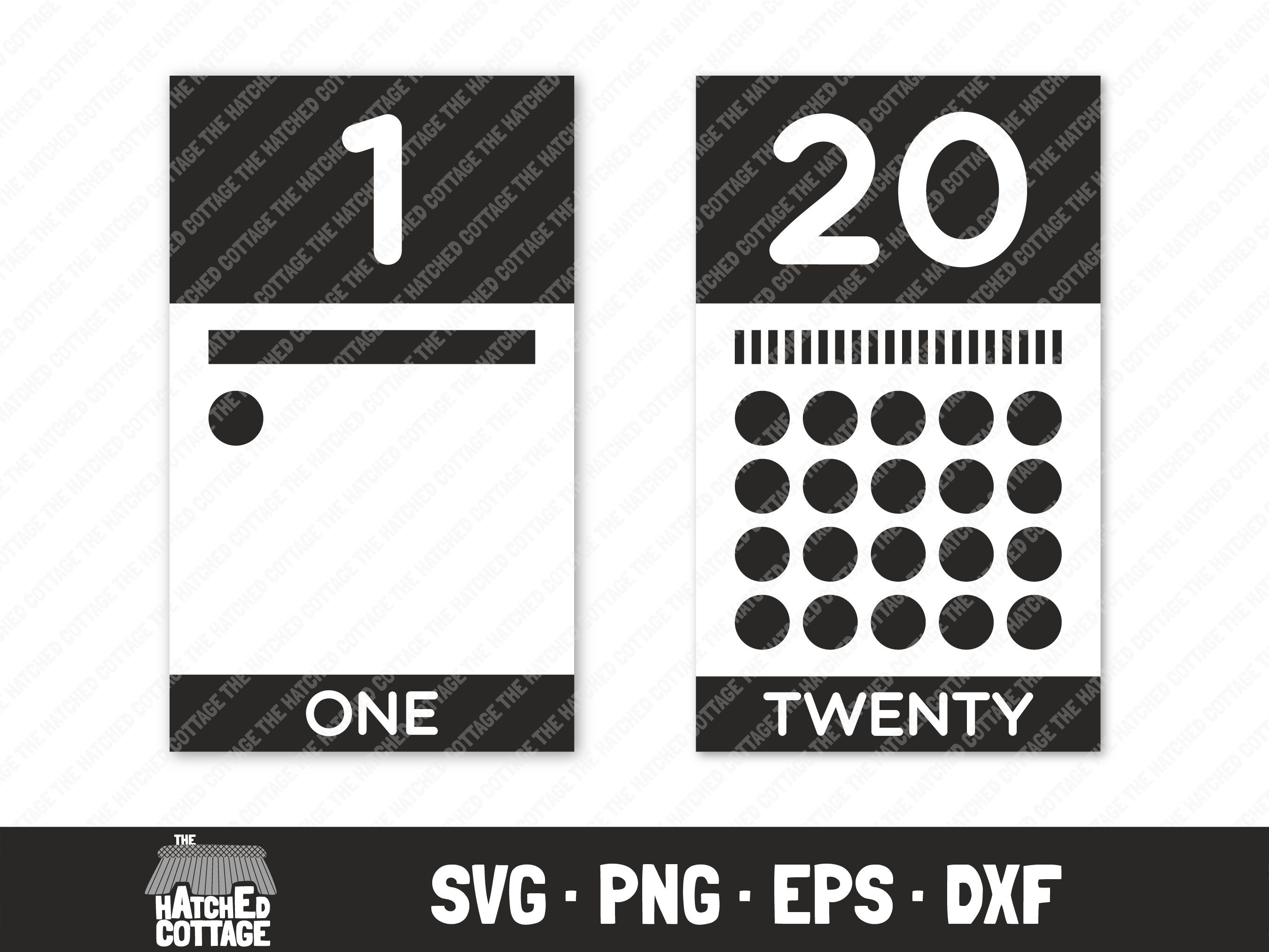 Counting Cards SVG, Number Flashcards 1 to 20, Cut Files, Clip Art, Png ...