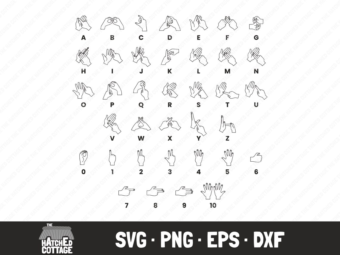 BSL Alphabet SVG, British Sign Language Alphabet and Numbers 1 to 10 ...