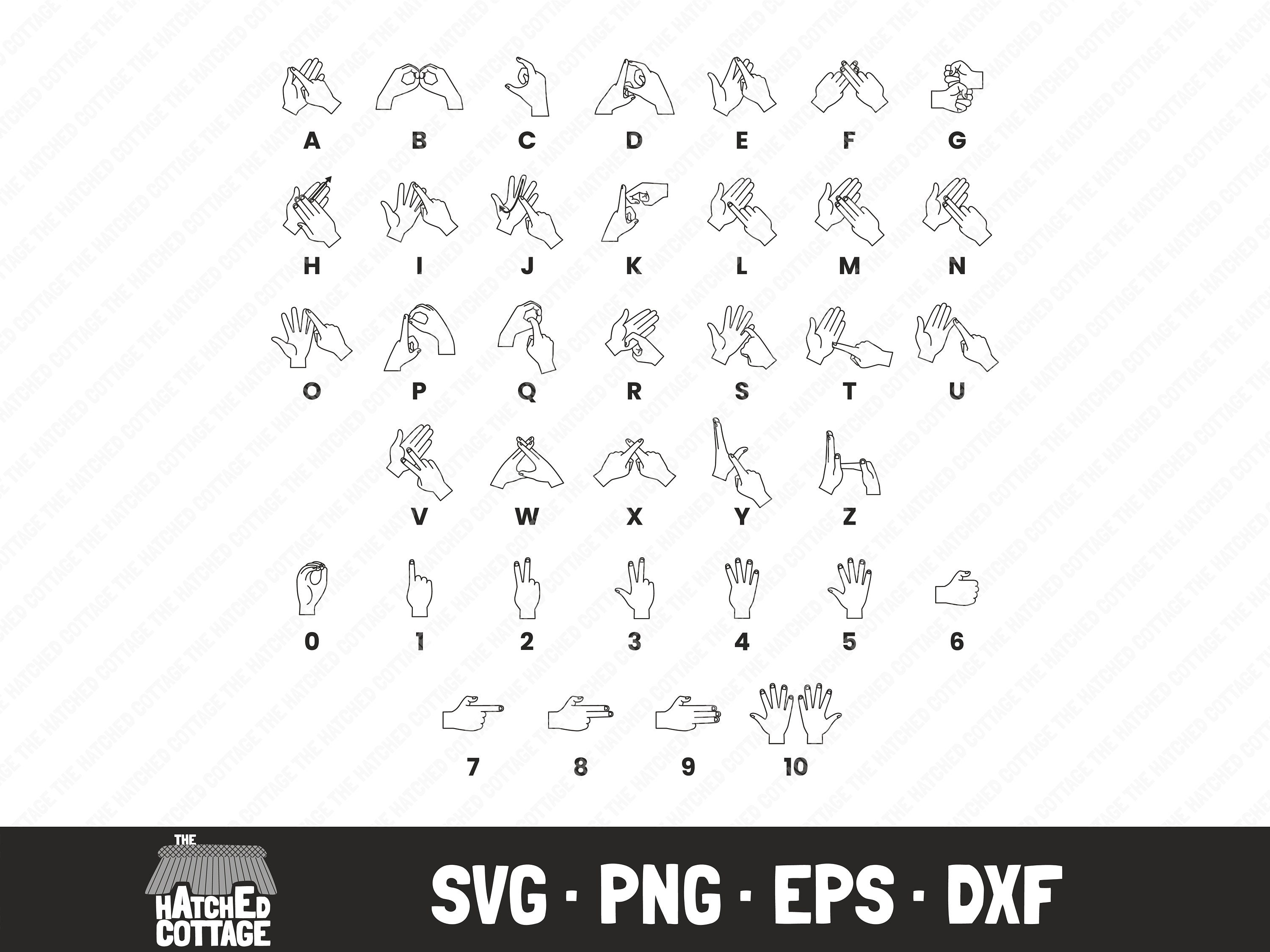BSL Alphabet SVG, British Sign Language Alphabet and Numbers 1 to 10 ...