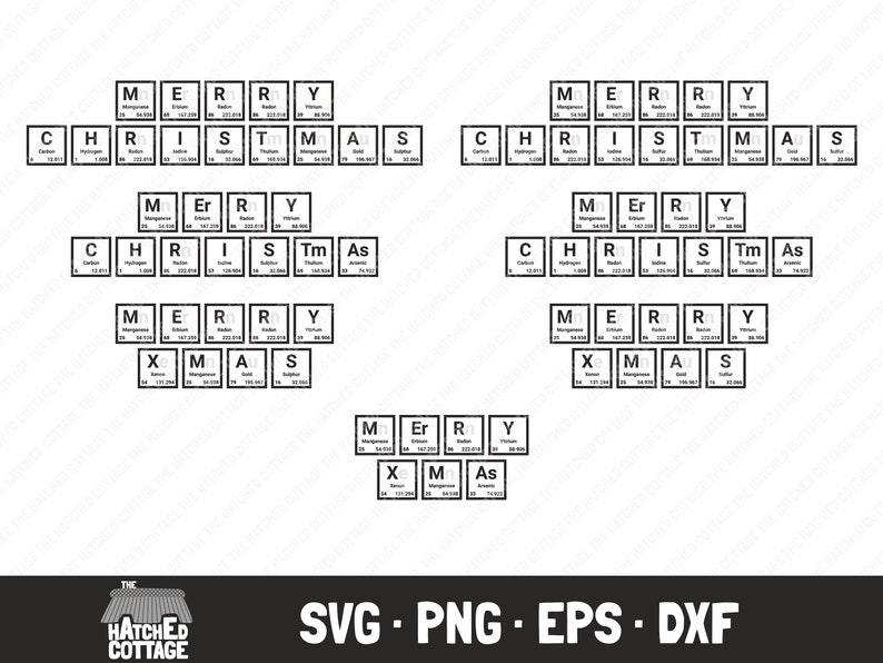 Christmas Periodic Table SVG, Periodic Table Words Cut Files, Xmas ...
