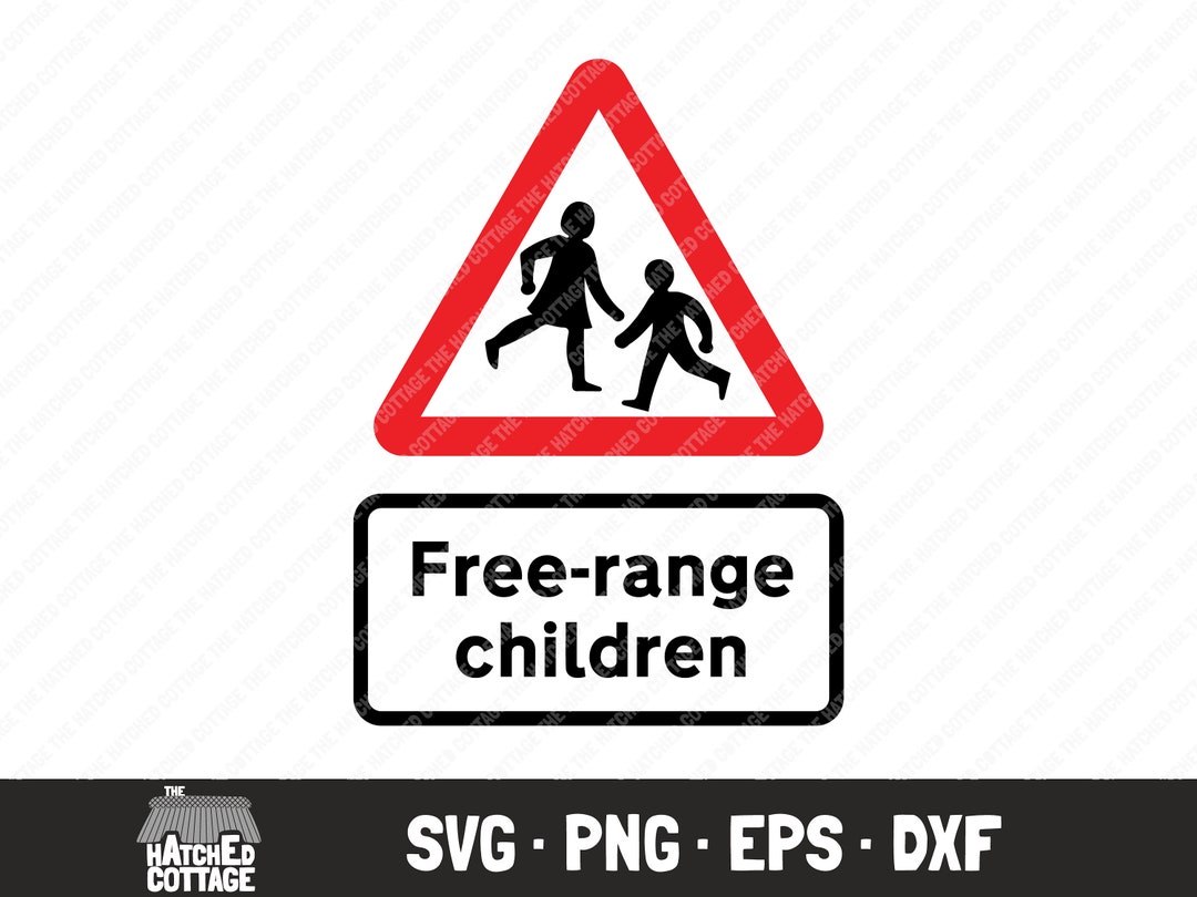 Free-range Children Road Sign SVG, Children Warning Road Sign SVG ...