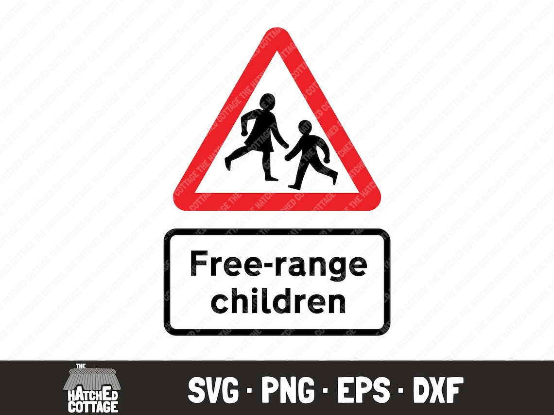Free-range Children Road Sign SVG Children Warning Road Sign - Etsy