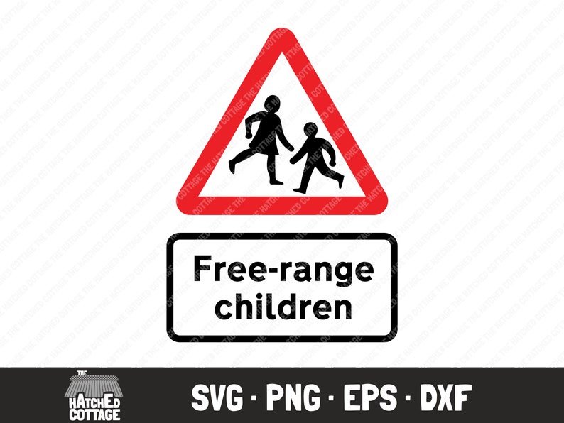 Free-range Children Road Sign SVG, Children Warning Road Sign SVG ...