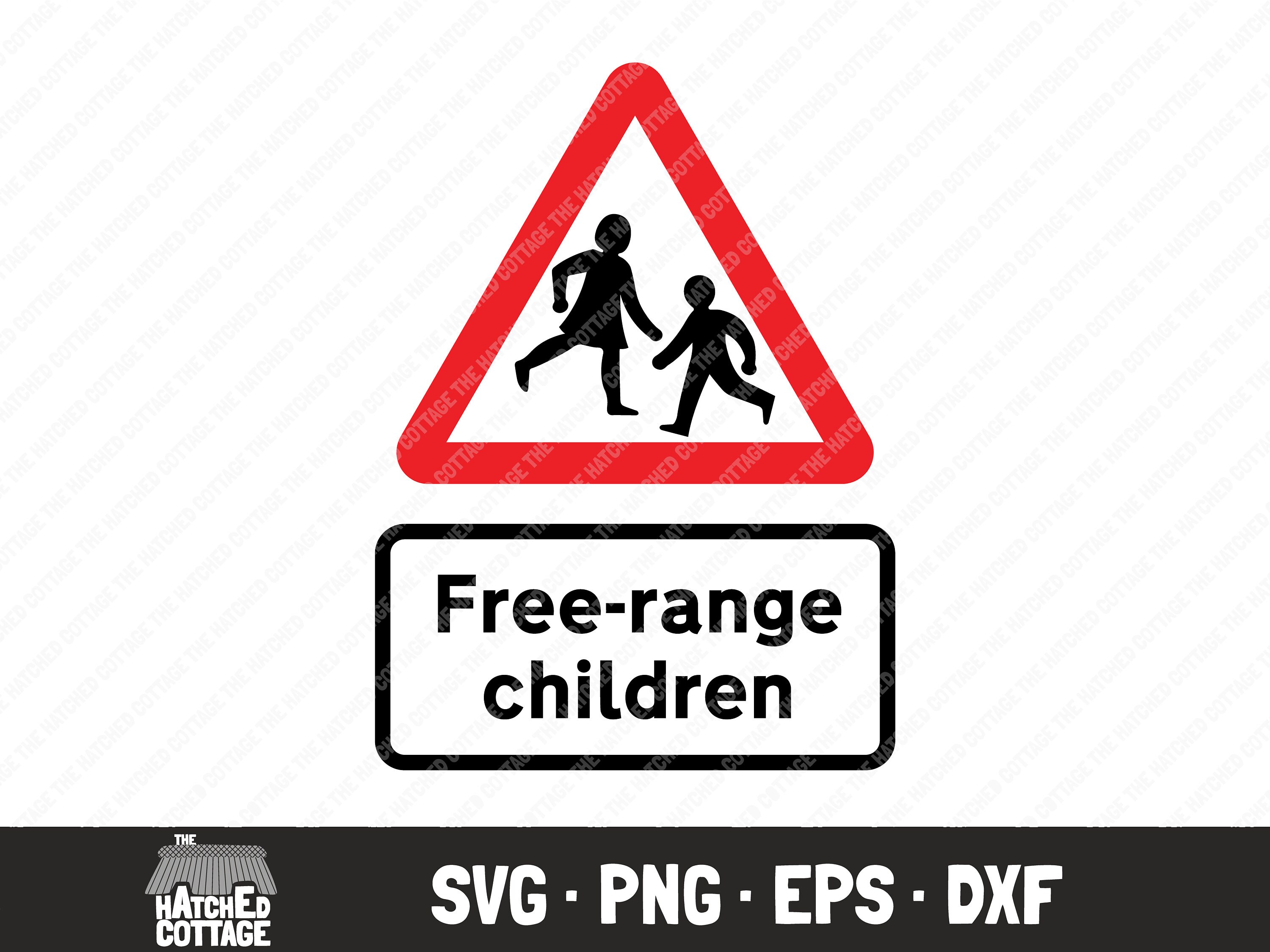 Free-range Children Road Sign SVG, Children Warning Road Sign SVG ...