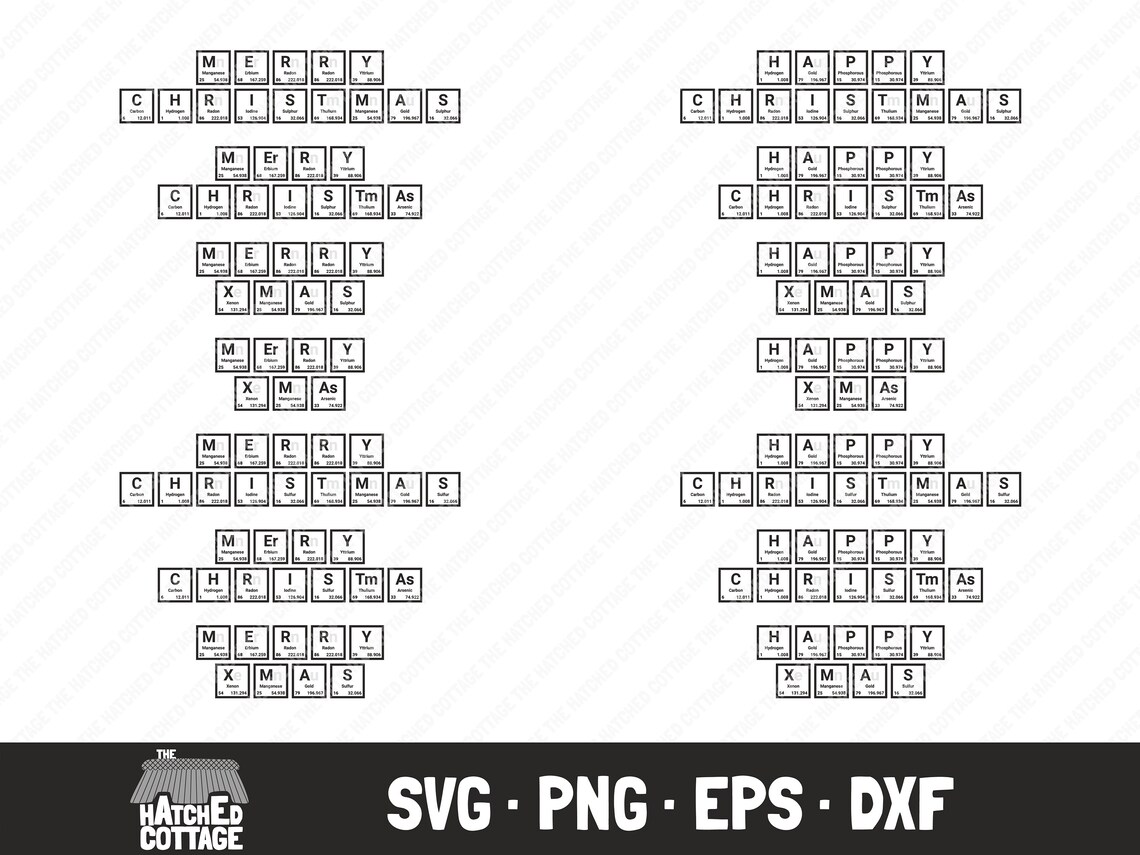 Christmas Periodic Table SVG Periodic Table Words Cut Files | Etsy