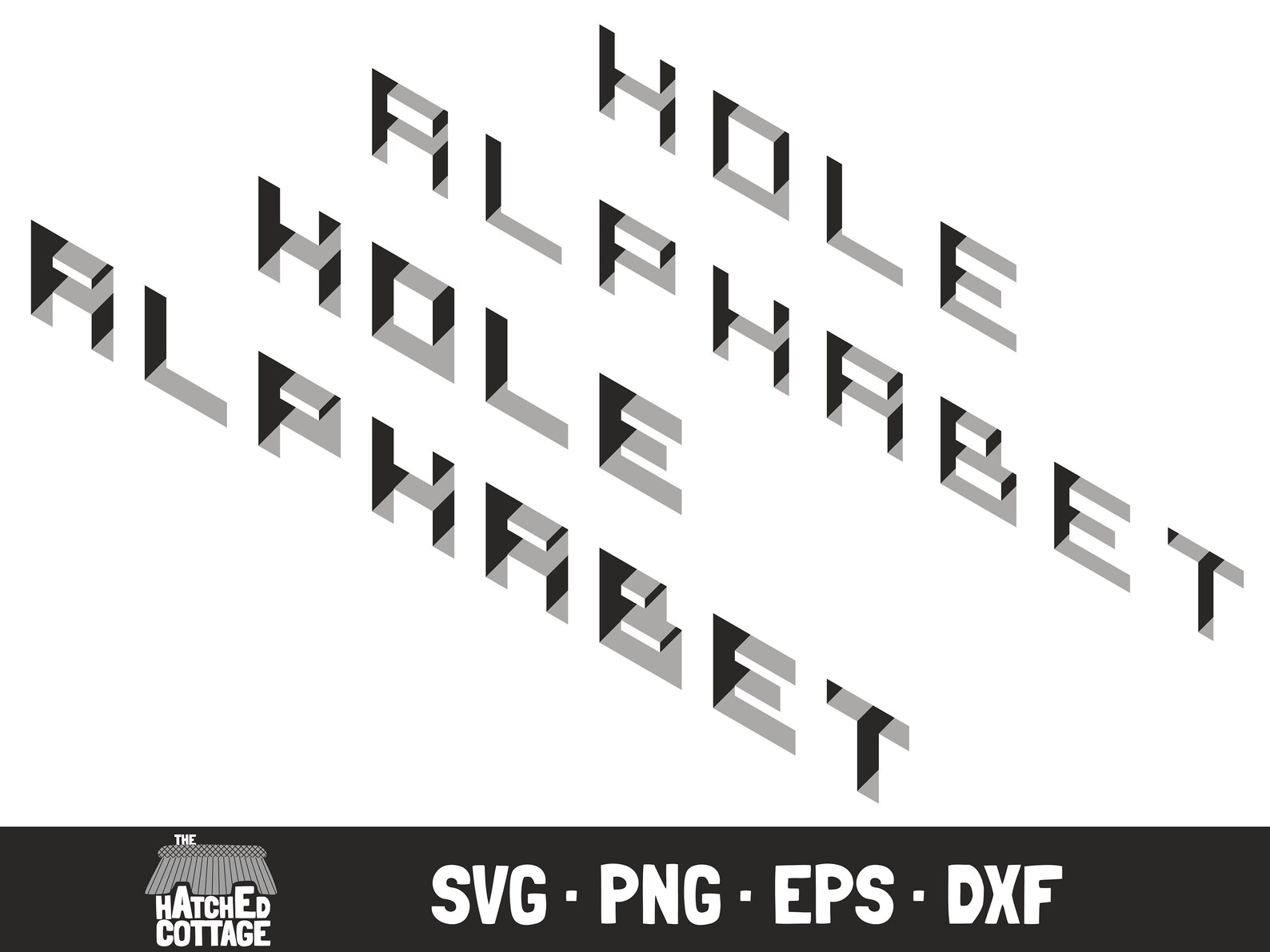 Hole Alphabet SVG, Inner Shadow Letters, Deep Shadow Text, Cut File ...