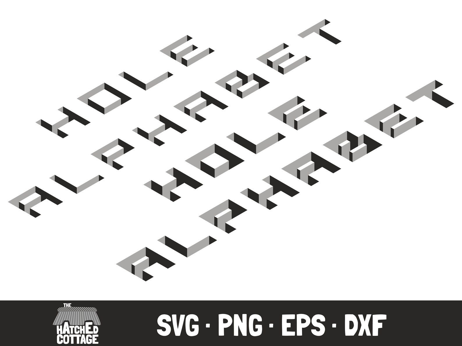 Hole Alphabet SVG, Inner Shadow Letters, Deep Shadow Text, Cut File ...