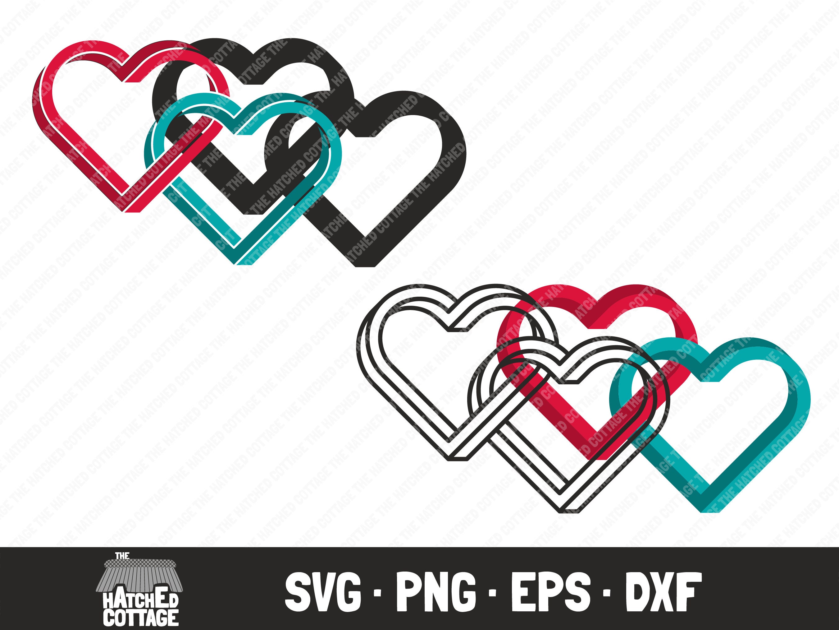 Interlocking Hearts SVG, Valentine's Impossible Heart Clip Art, Png ...