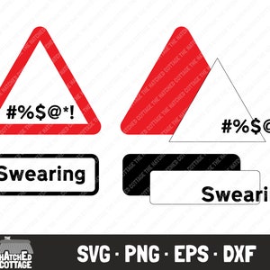 Swearing Warning Sign SVG, Swear Word Sign SVG, Warning Road Sign ...