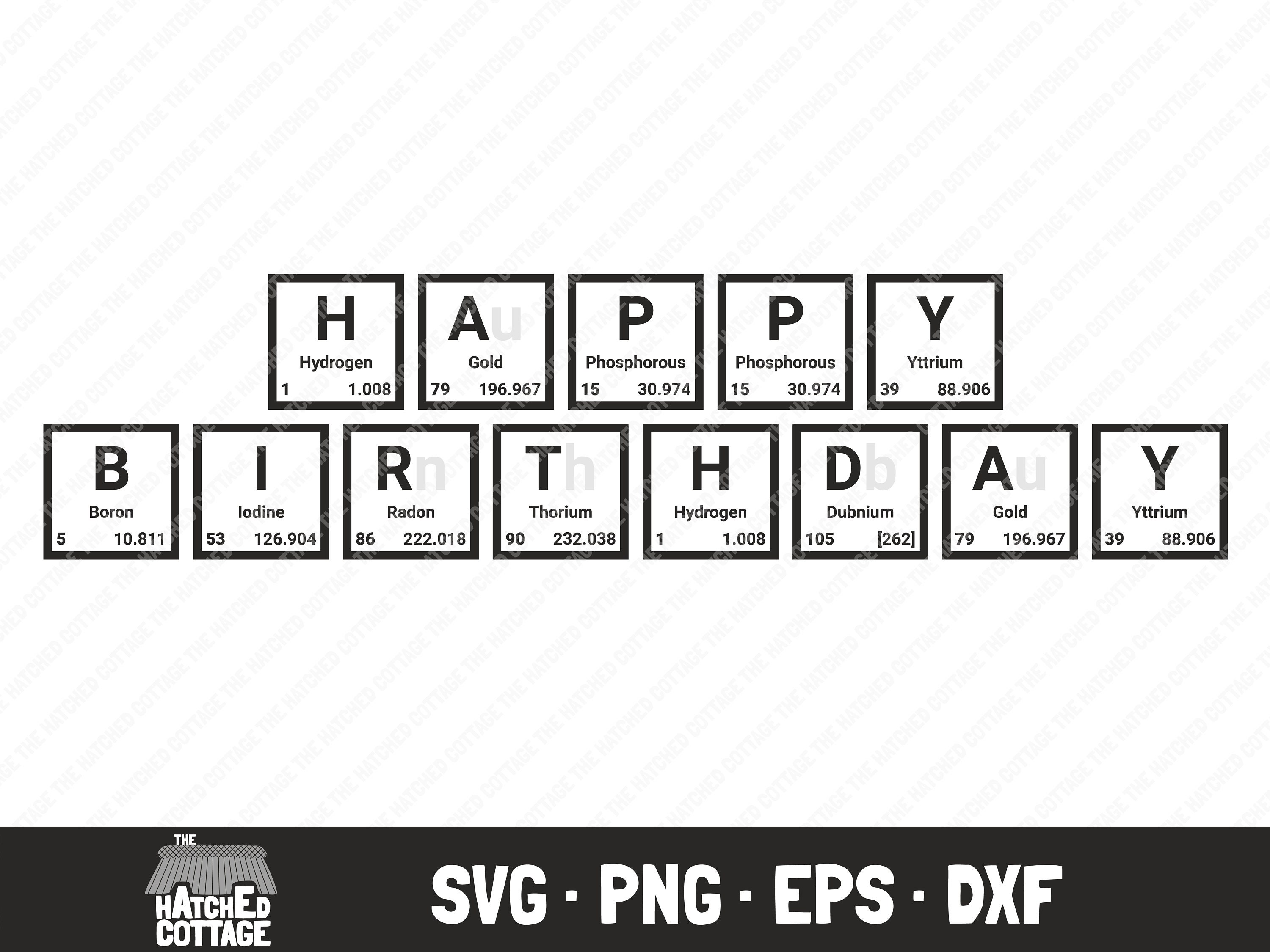 Happy Birthday Periodic Table SVG, Periodic Table Words Cut Files ...