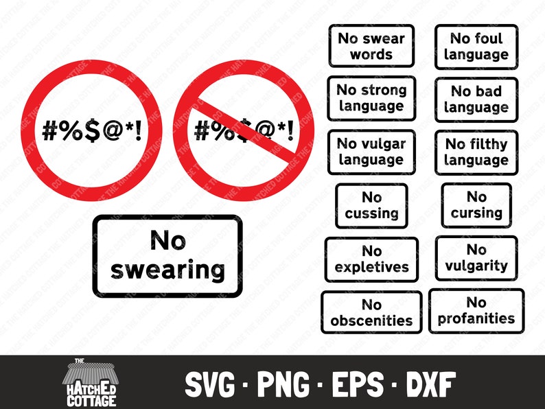 Swearing Prohibition Sign SVG, Swear Words Sign SVG, Ban Swearing Road ...