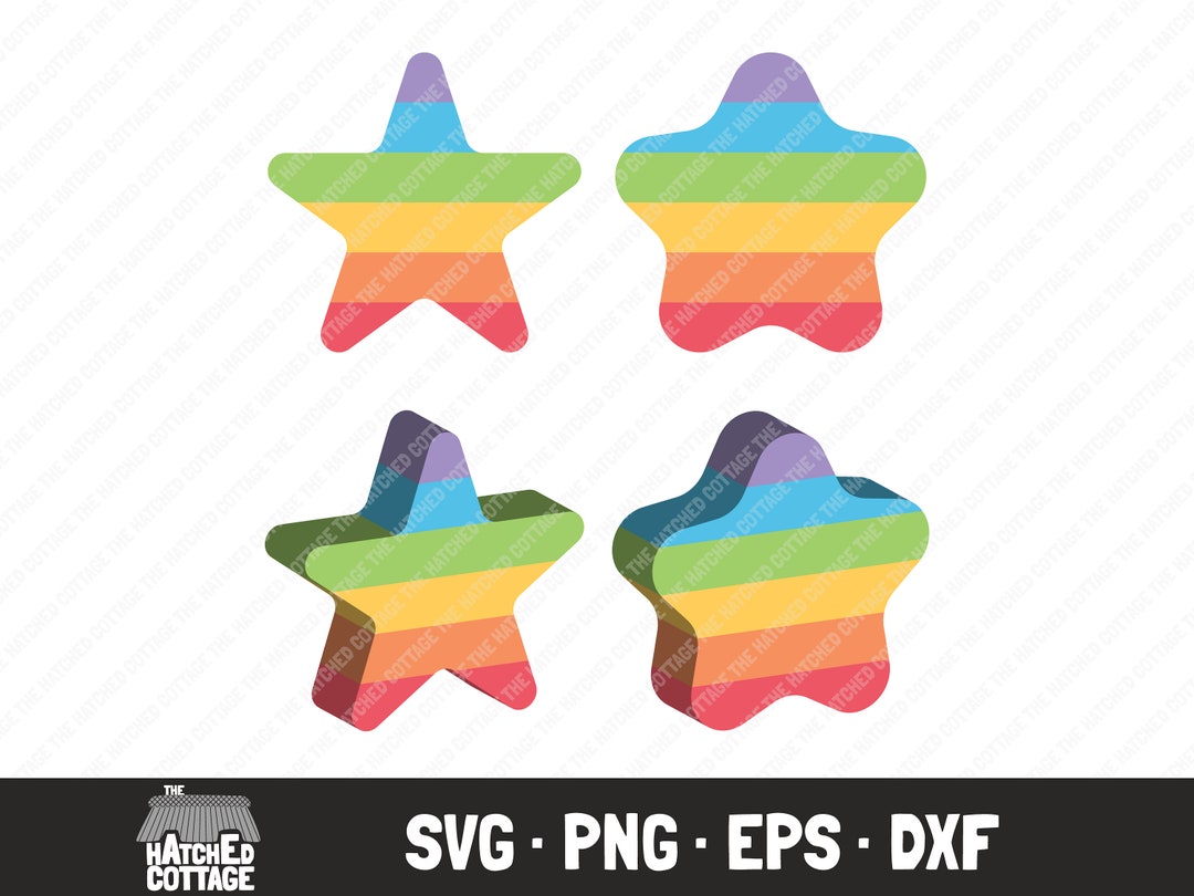 Rainbow Stars SVG, 2D and 3D Rainbow Star Cut Files, Clip Art, Png, Eps ...