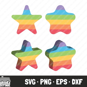 Rainbow Stars SVG, 2D and 3D Rainbow Star Cut Files, Clip Art, Png, Eps ...