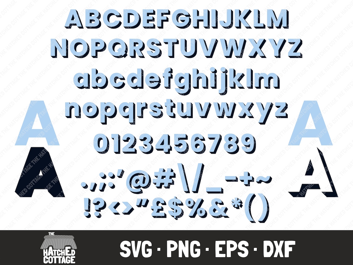 Angled Block Shadow Letters SVG, Vector Monogram Alphabet SVG, Cut File ...