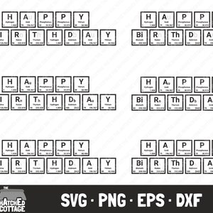 Happy Birthday Periodic Table SVG, Periodic Table Words Cut Files ...