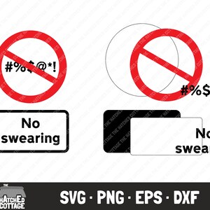 Swearing Prohibition Sign SVG, Swear Words Sign SVG, Ban Swearing Road ...