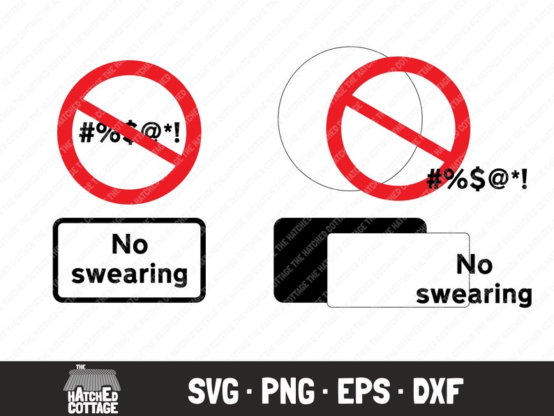 Swearing Prohibition Sign SVG, Swear Words Sign SVG, Ban Swearing Road ...