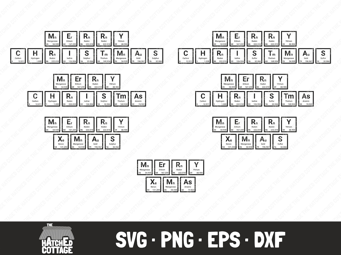 Christmas Periodic Table SVG, Periodic Table Words Cut Files, Xmas ...