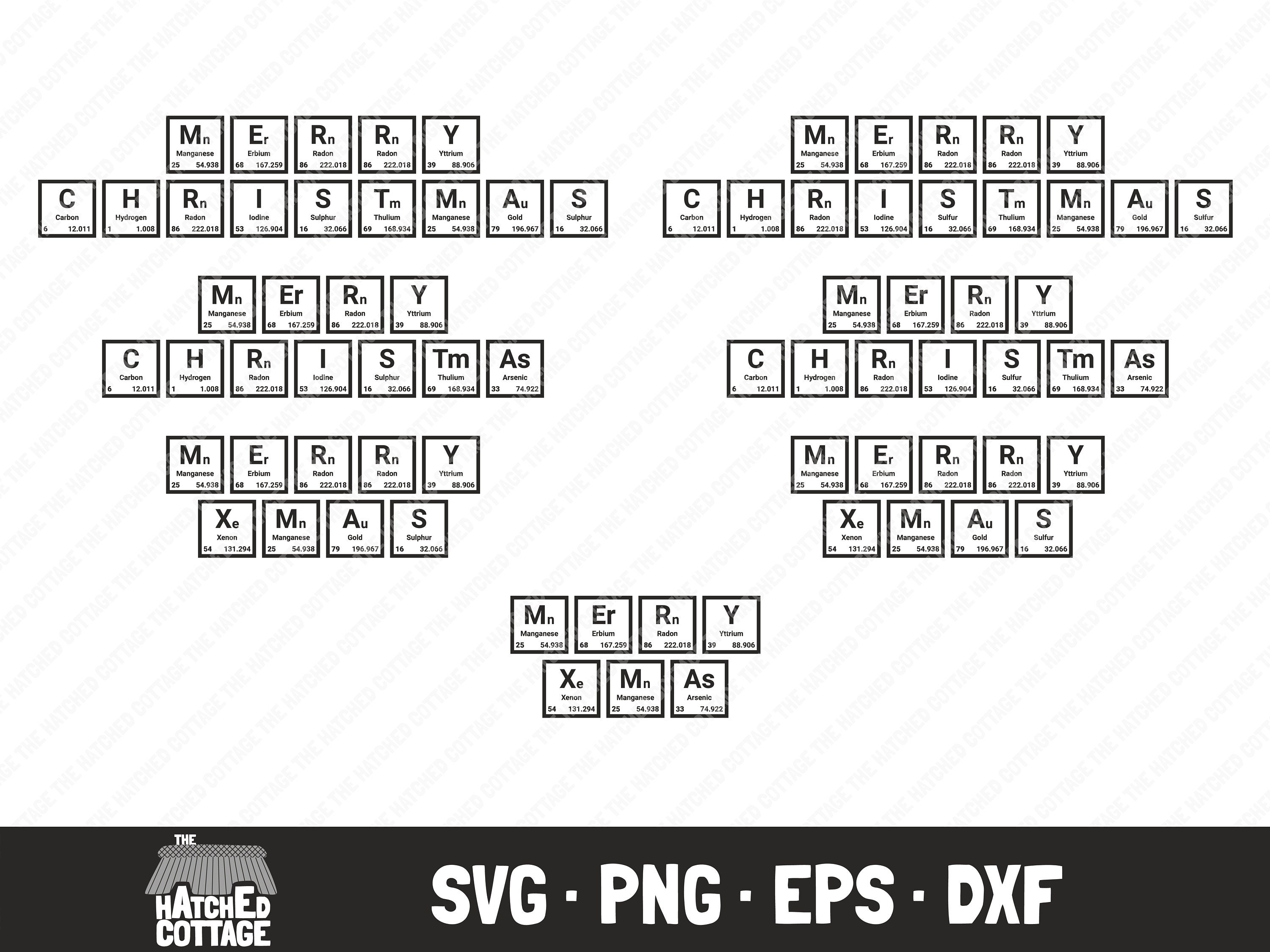 Christmas Periodic Table SVG, Periodic Table Words Cut Files, Xmas ...
