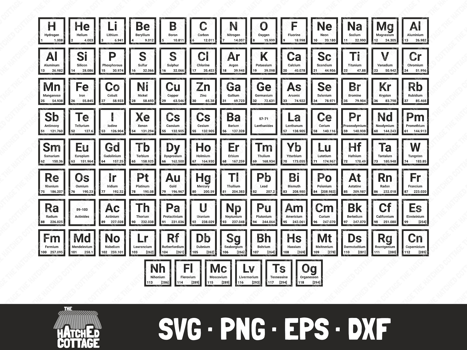 Periodic Table of Elements SVG, 118 Individual Chemistry Elements Clip ...