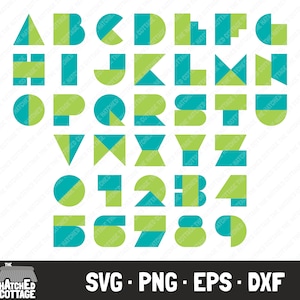 Geometric Shapes Alphabet, Basic Shape Letters and Numbers SVG, Cut ...