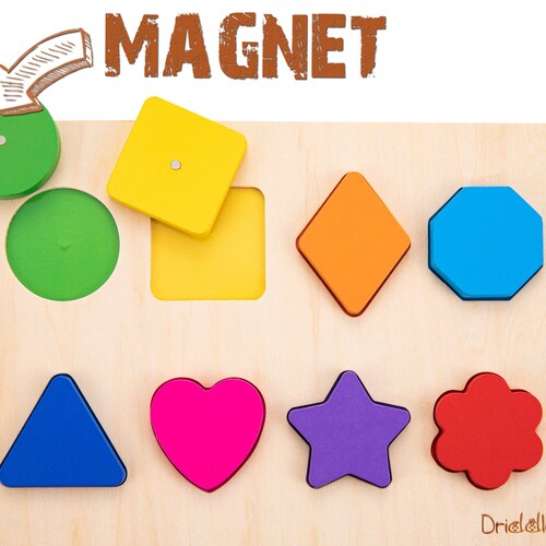 Magnetic Wooden Color Shape Puzzle Baby and Toddler Colors - Etsy