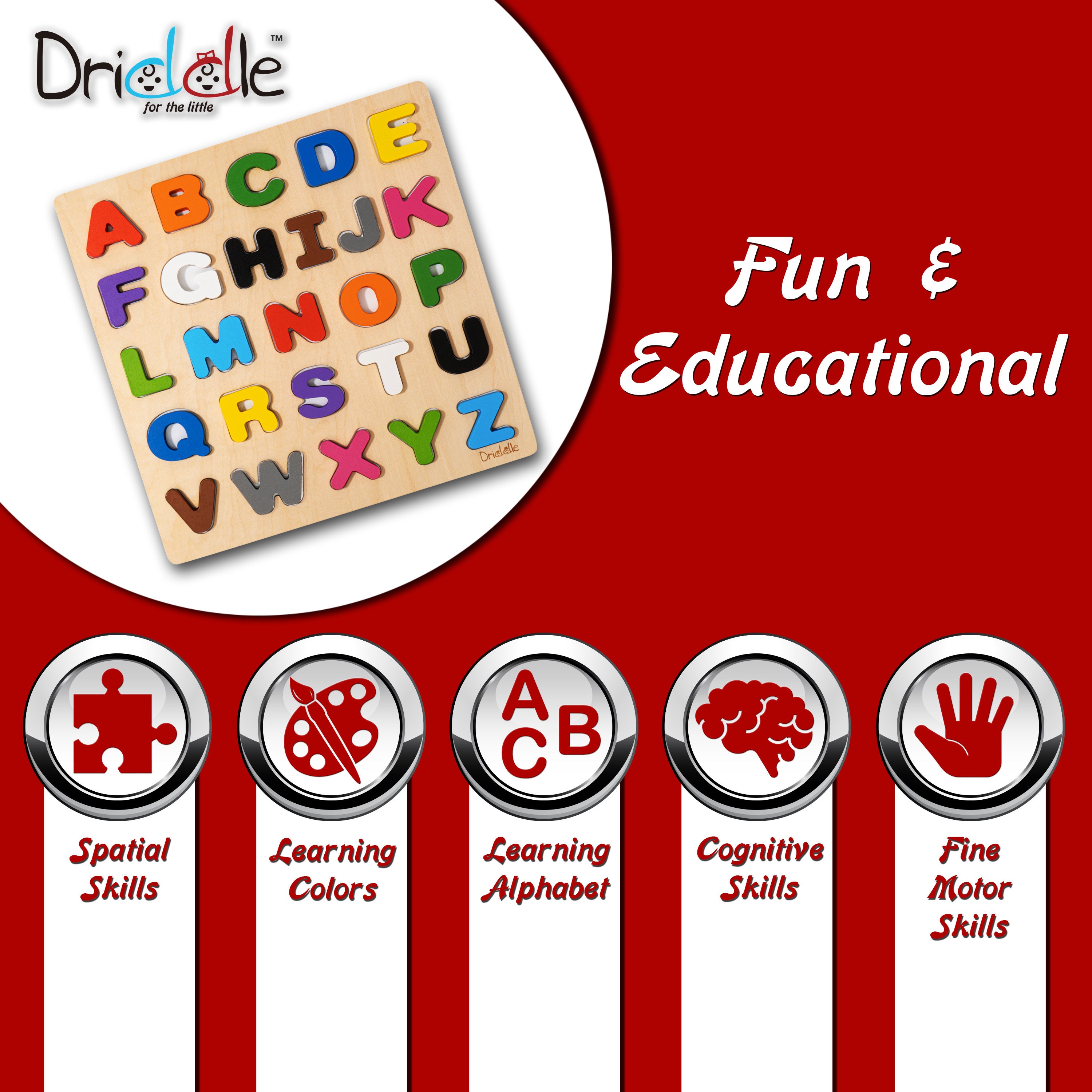 Magnetic Wooden Alphabet Puzzle - Toddler Educational Toy - Learn ABC ...
