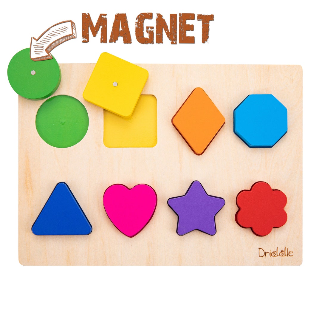 Magnetic Wooden Color, Shape Puzzle - Baby and Toddler Colors & Shape ...