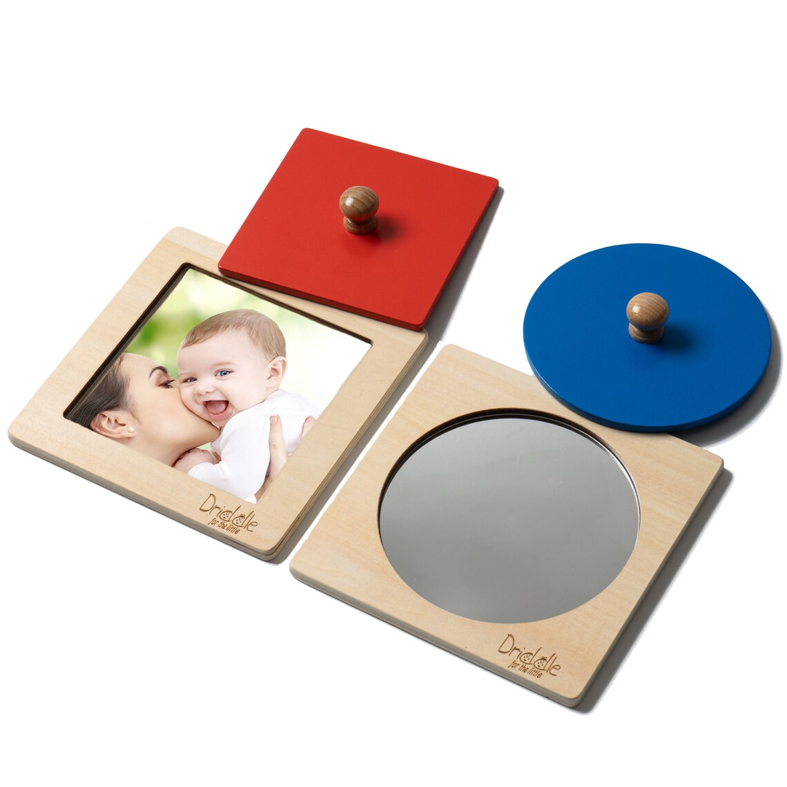 Montessori Toys - Wooden Knob Shape Puzzles - Mirror & Photo Insert ...