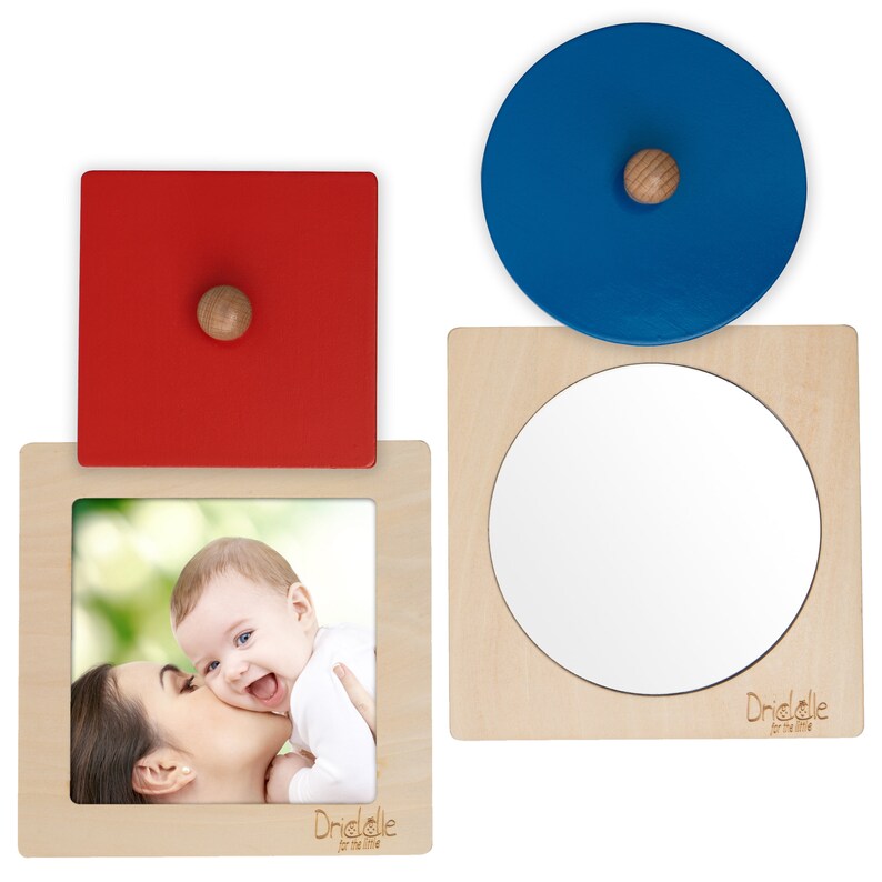 Montessori Toys - Wooden Knob Shape Puzzles - Mirror & Photo Insert ...