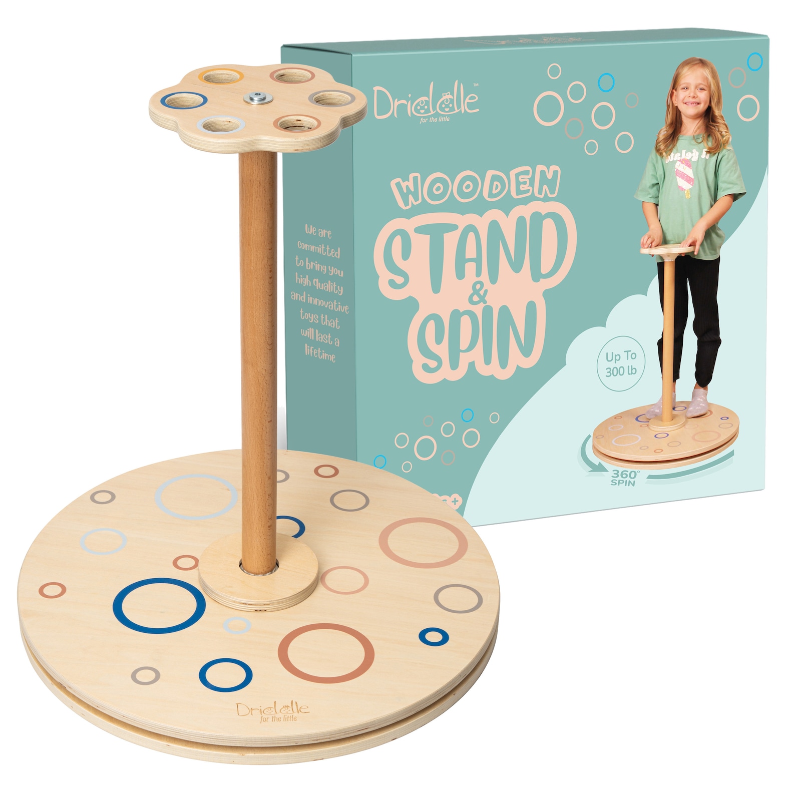 Wooden Stand & Spin - Premium Wood - Kids Spinning Toy - Classic ...