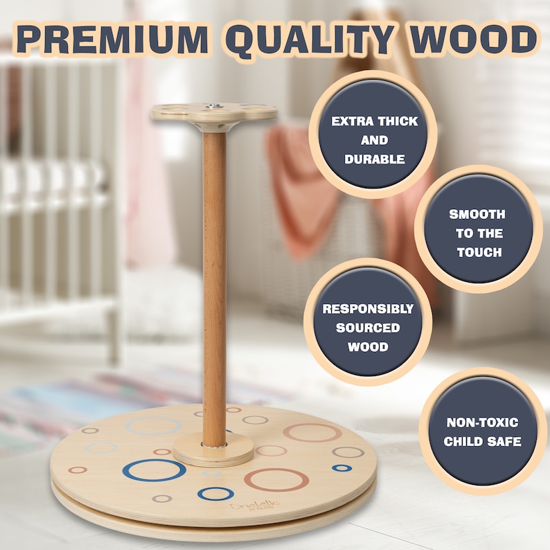 Wooden Stand & Spin - Premium Wood - Kids Spinning Toy - Classic ...