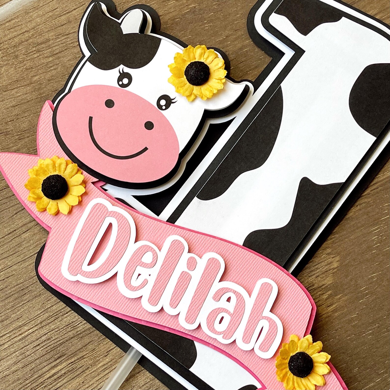 Cow Cake Topper / Vaca Lola Cake Topper / Sunflower Cow Cake | Etsy