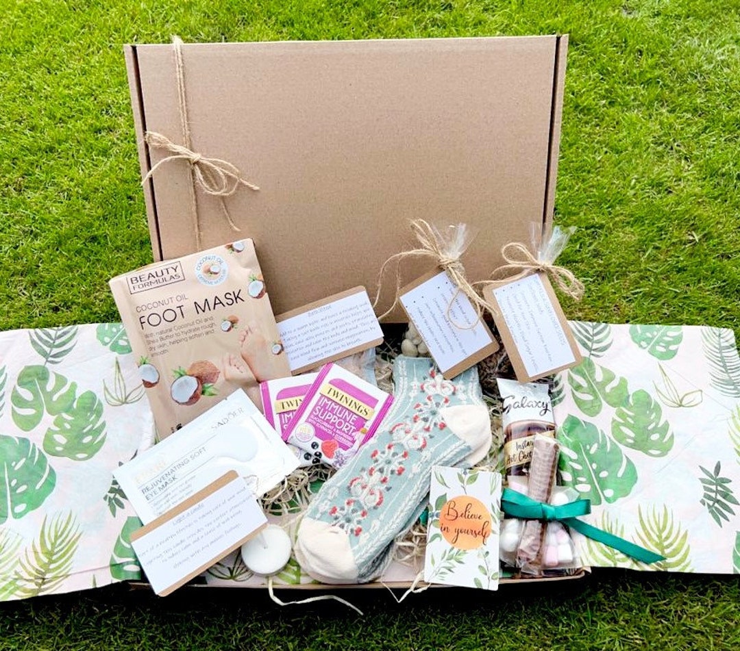 Wellness HAMPER Gift Box Pamper Spa Kit Eco-friendly Get Well Thinking ...