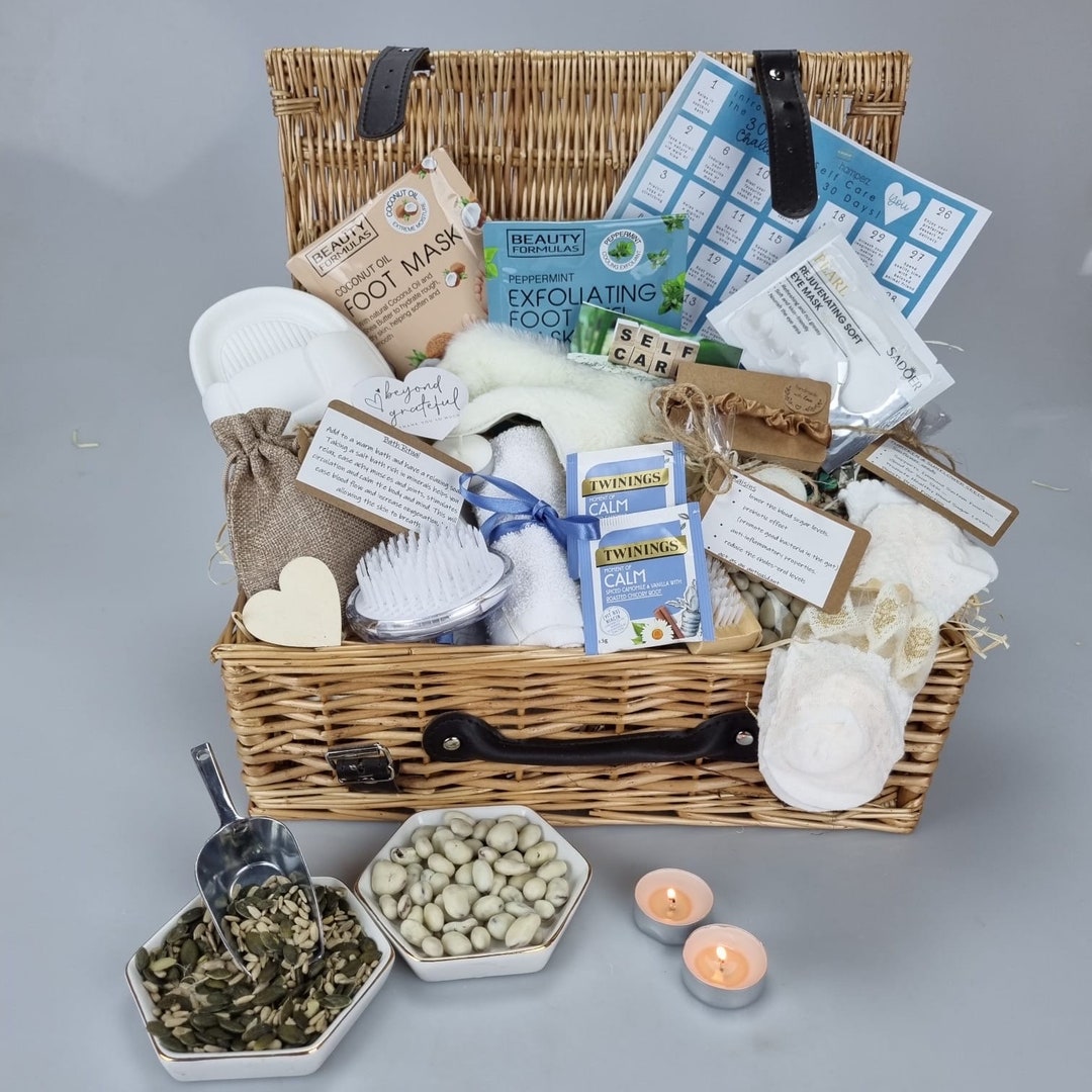 Wellness HAMPER Gift Box Pamper Spa Kit Get Well Unwind Relax Thinking ...