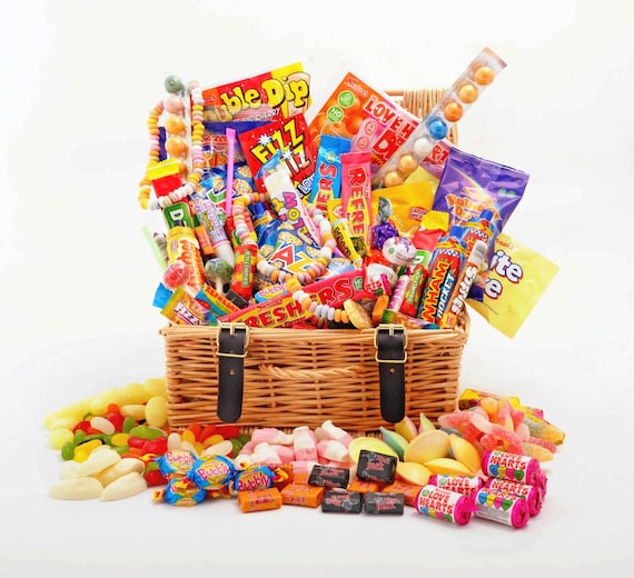 Deluxe RETRO Sweet Hamper Large Variety Real Wicker Gift Add - Etsy UK