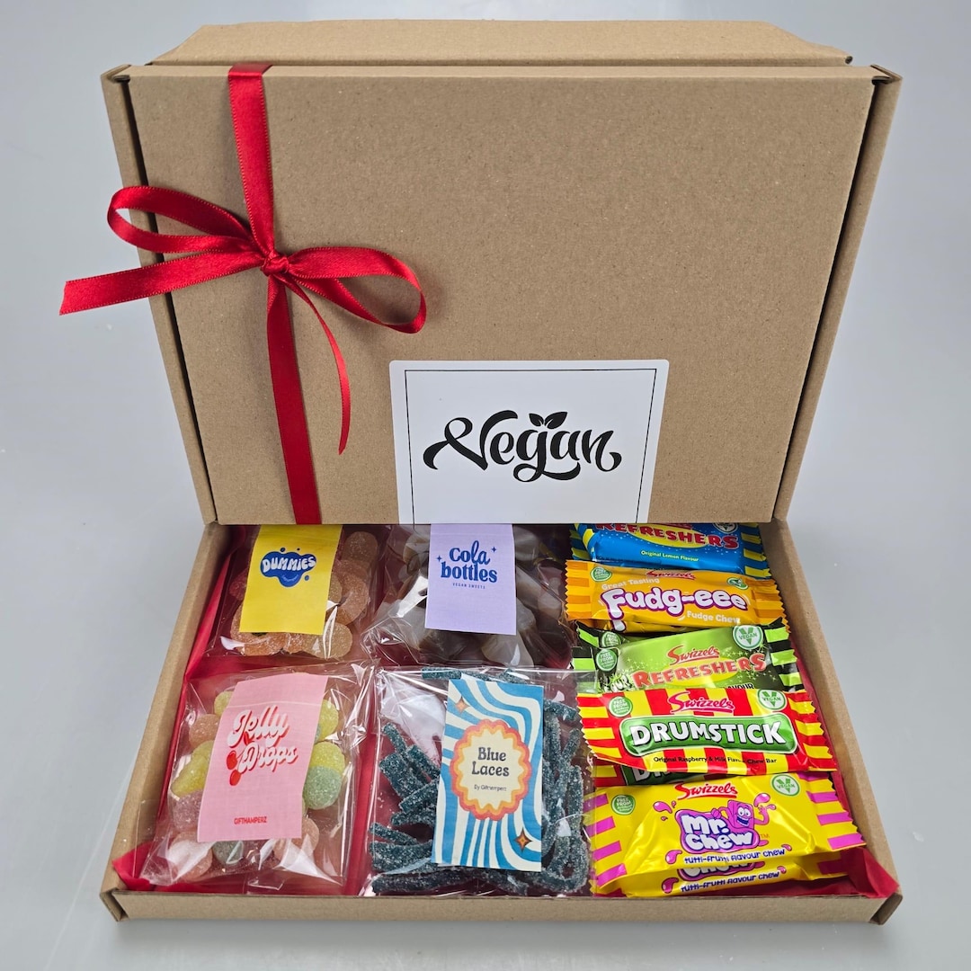 Vegan Sweet Mix Gift Box Hamper: Letterbox Treats, Personalised Message ...