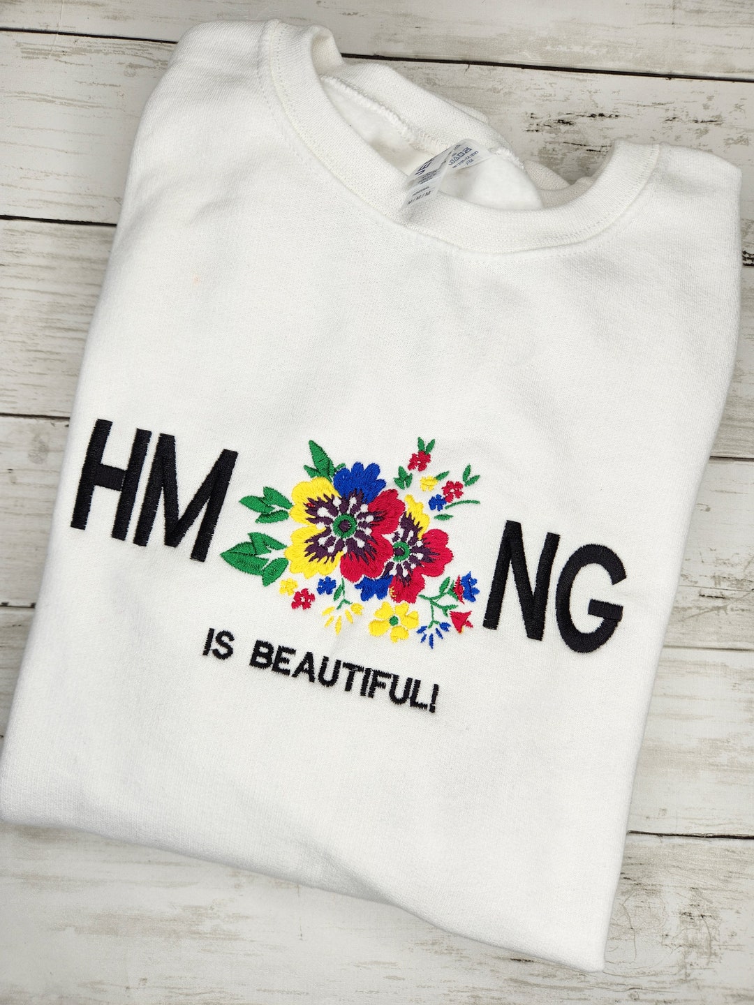 Machine Embroidery Hmong Quote With Lis Loos Flower on Black or White ...