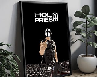 Holy Priest Hard Techno Framed Poster – Iconic DJ Art Print for Ravers ...
