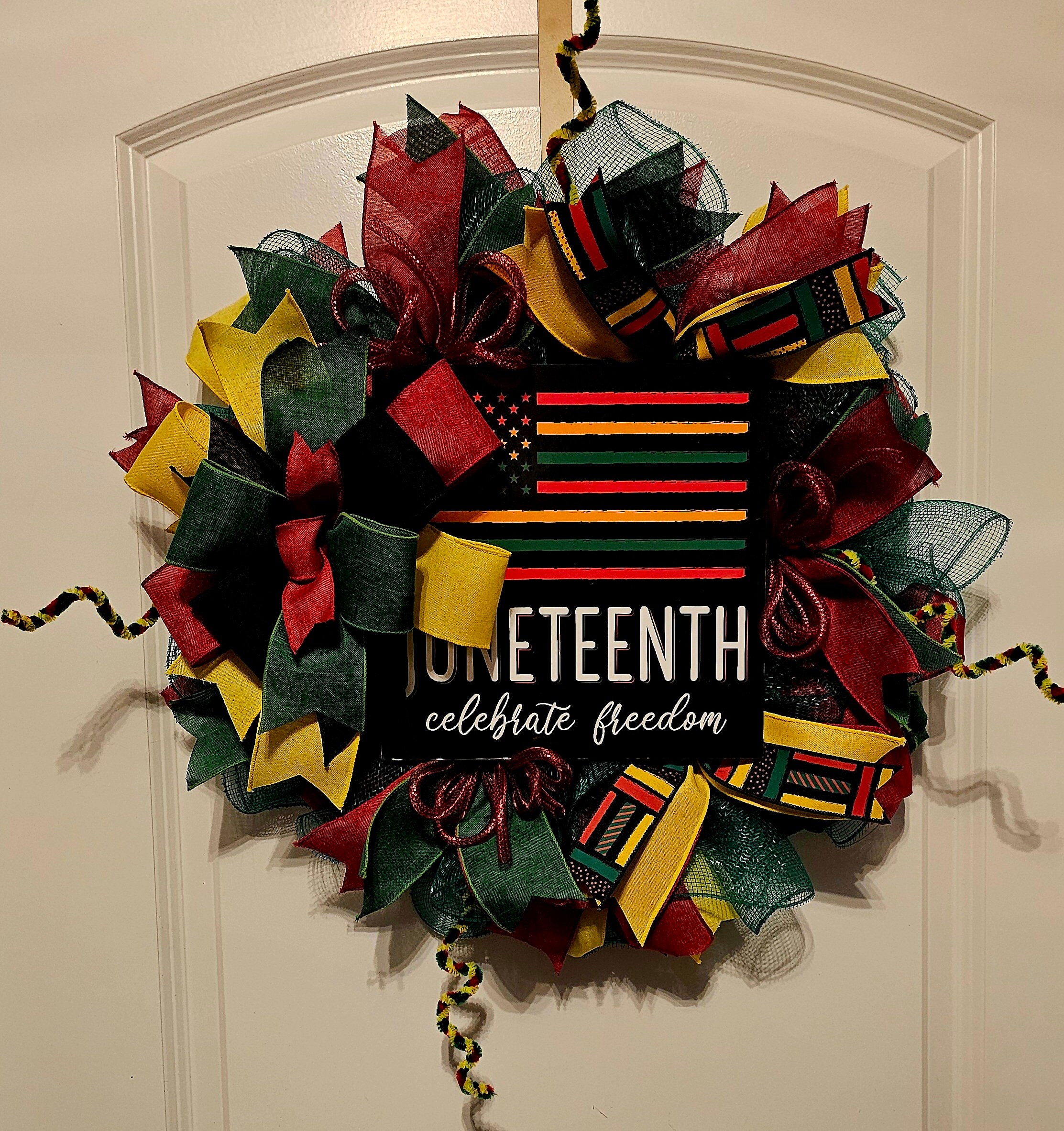 Juneteenth Celebration Wreath African American Flag, Red Black Yellow ...