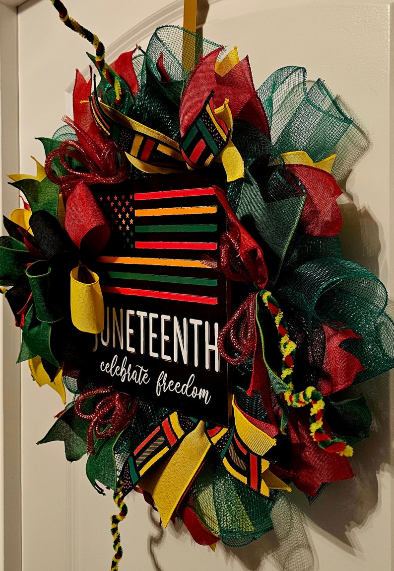 Juneteenth Celebration Wreath African American Flag, Red Black Yellow ...
