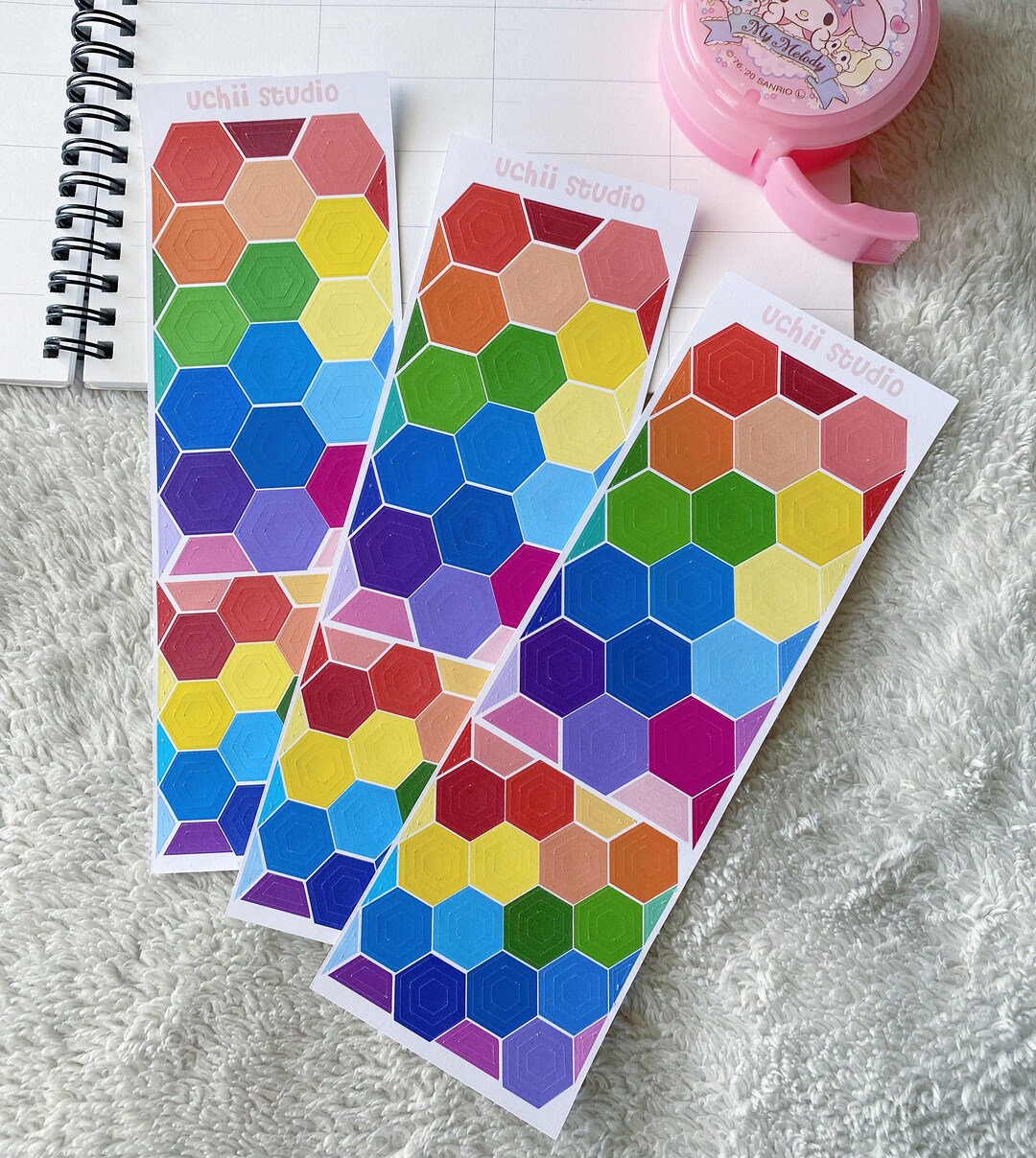 Rainbow Hexagon Stickers - Etsy