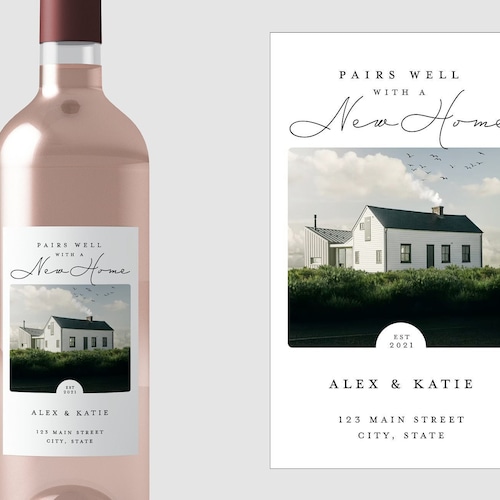 New Home Wine Label Housewarming Gift Neighbour Present - Etsy