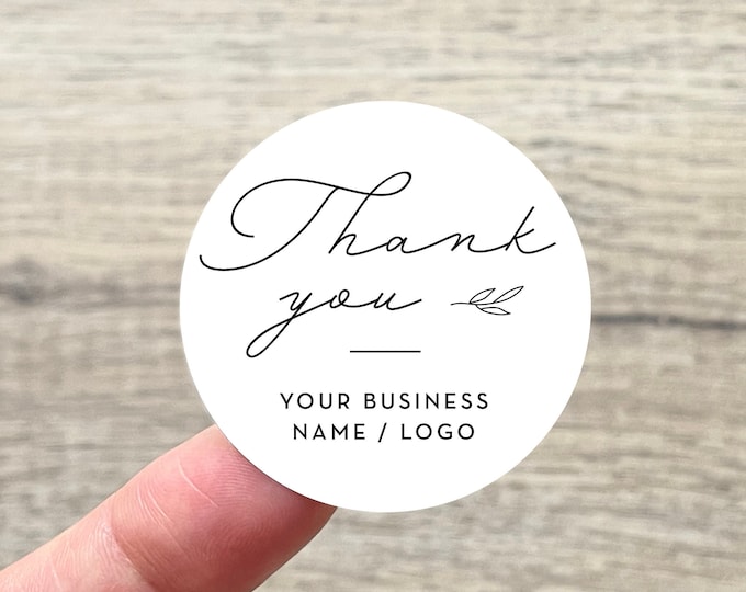 Custom Thank You Stickers • Personalized Business Logo Round Stickers ...