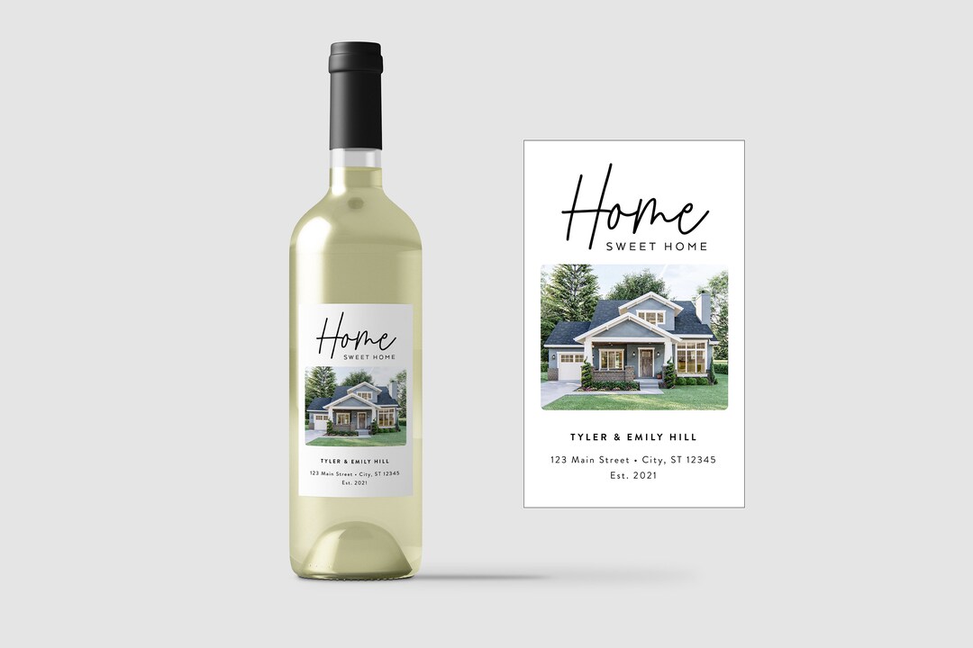 New Home Wine Label Home Sweet Home New Home Gift - Etsy