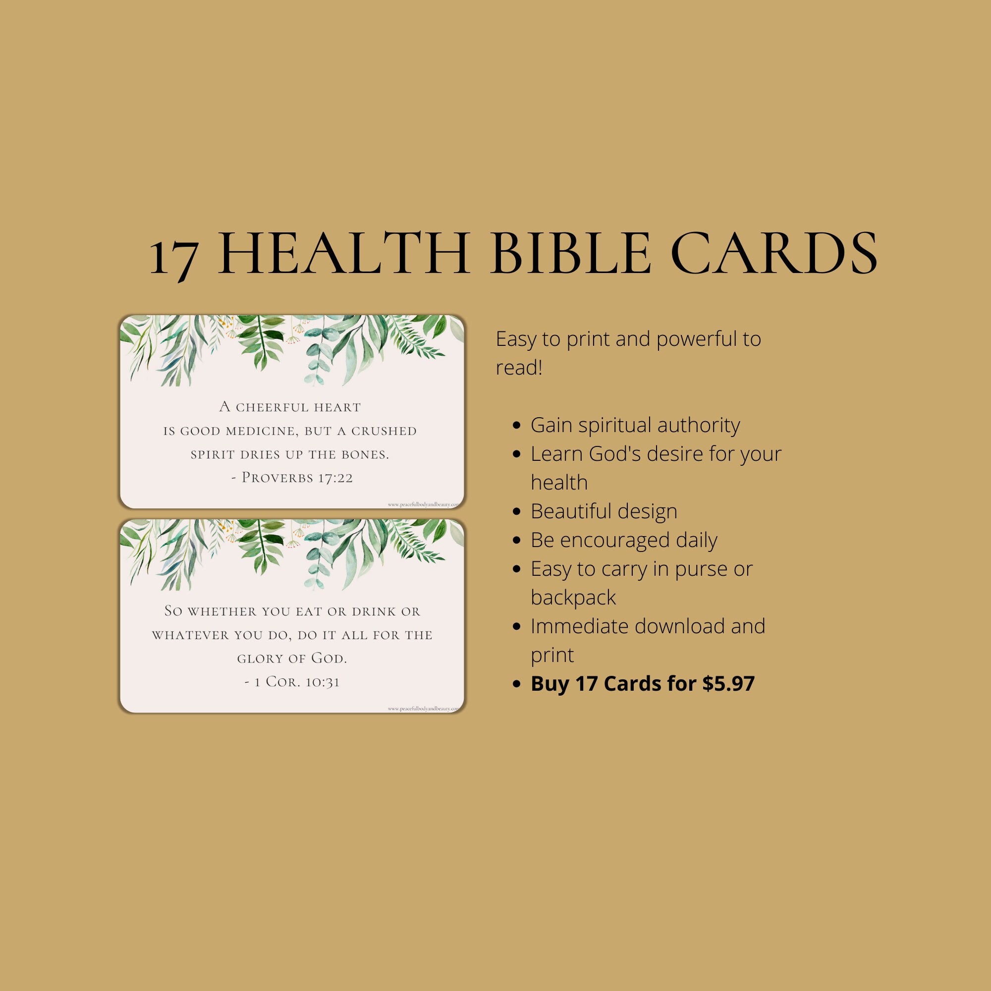 17 Bible Scripture Cards on Health & Wellness | Printable Scripture ...